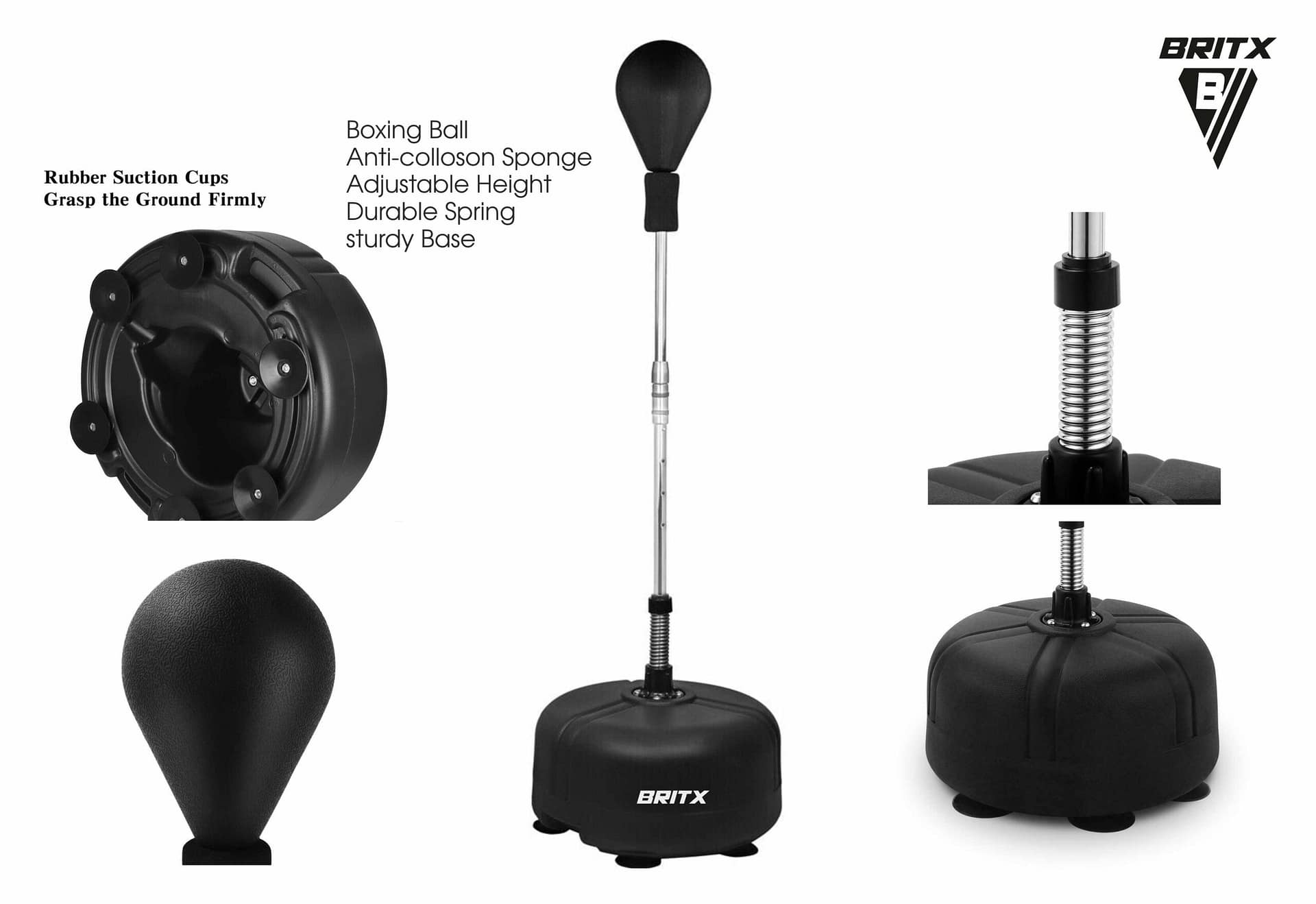 BRITX Free Standing Adjustable Adult Punch Bag Boxing Speed Ball Reflex ...