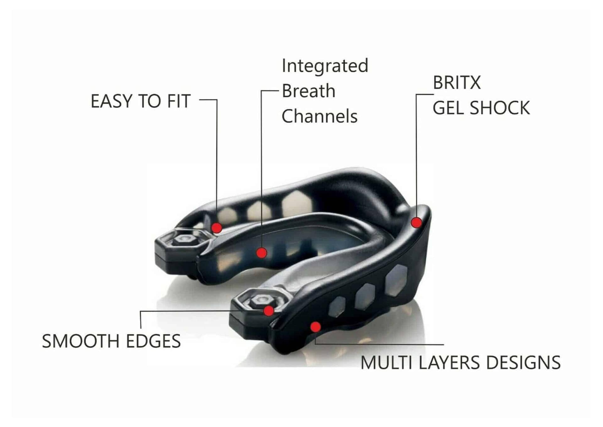 BRITX SHOCK GEL Mouth Guard Mma Boxing teeth Gum Shield Rugby Senior ...